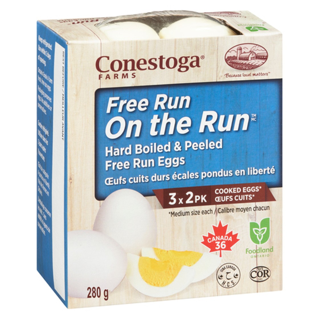 Conestoga Eggs Free Run Hard Boiled 280 g - Voilà Online Groceries & Offers
