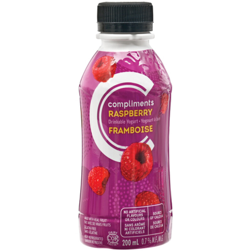 Compliments 0.7% Drinkable Yogurt Raspberry 200 ml - Voilà Online ...