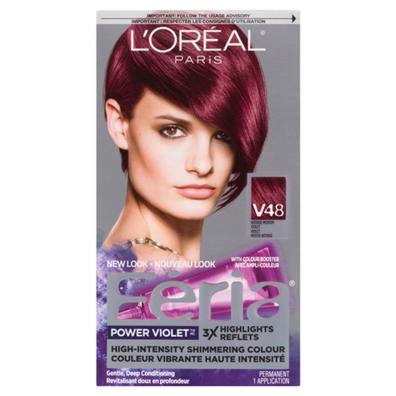 L'Oréal Hair Colour Féria Power Violet V48 Intense Medium Violet 1 Box ...