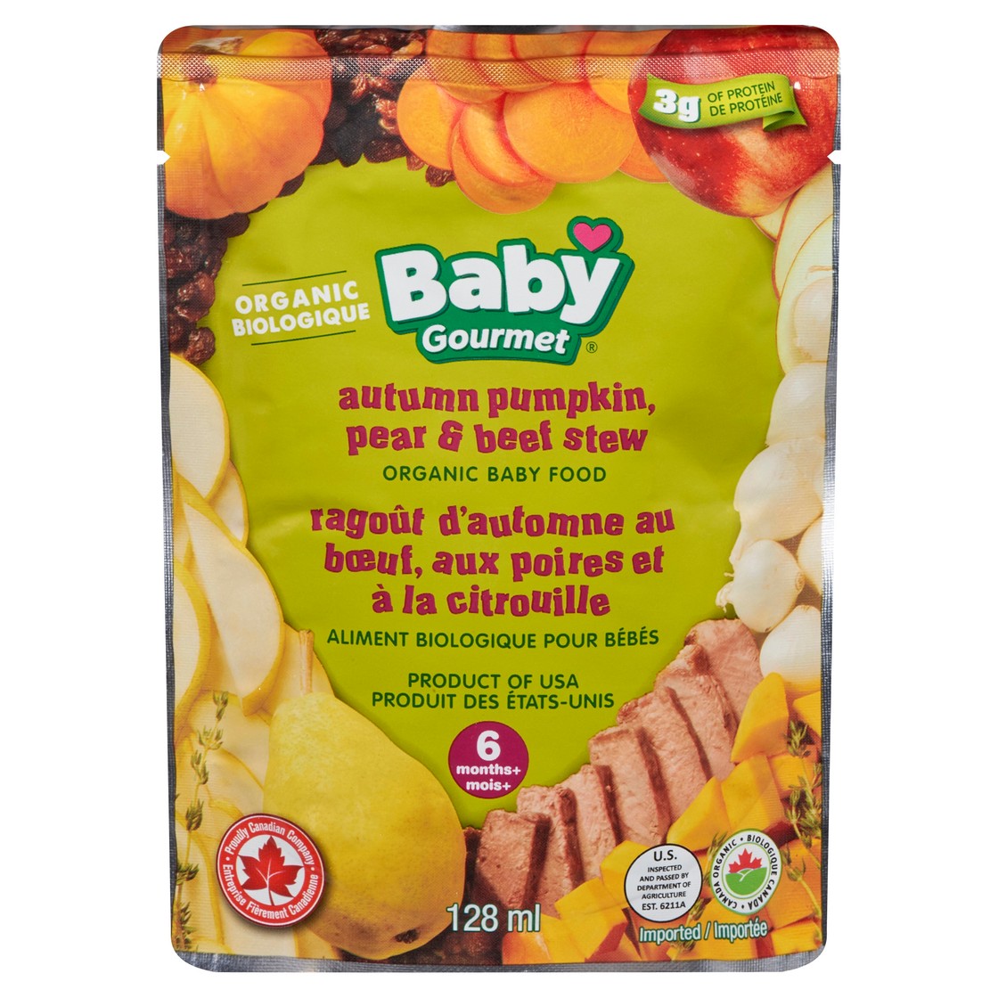 Baby Gourmet Organic Baby Food Autumn Pumpkin Pear Beef Stew 128 ml ...