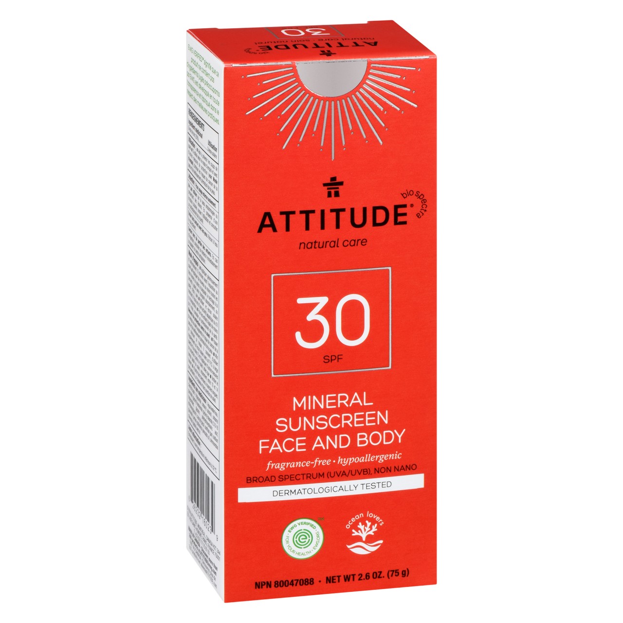 Attitude Mineral Sunscreen Face And Body SPF 30 Fragrance Free 75 g ...