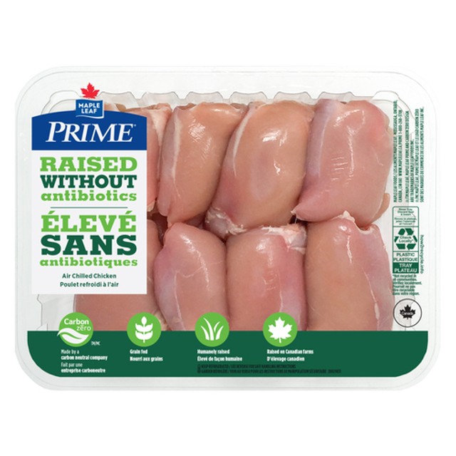 Prime Chicken Thighs Boneless Skinless Raised Without Antibiotics 8 ...