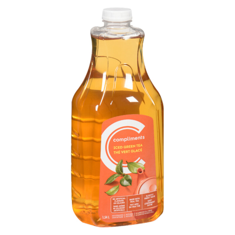 Compliments Low Sugar Iced Green Tea Refrigerated Juice 1.54 L (bottle ...