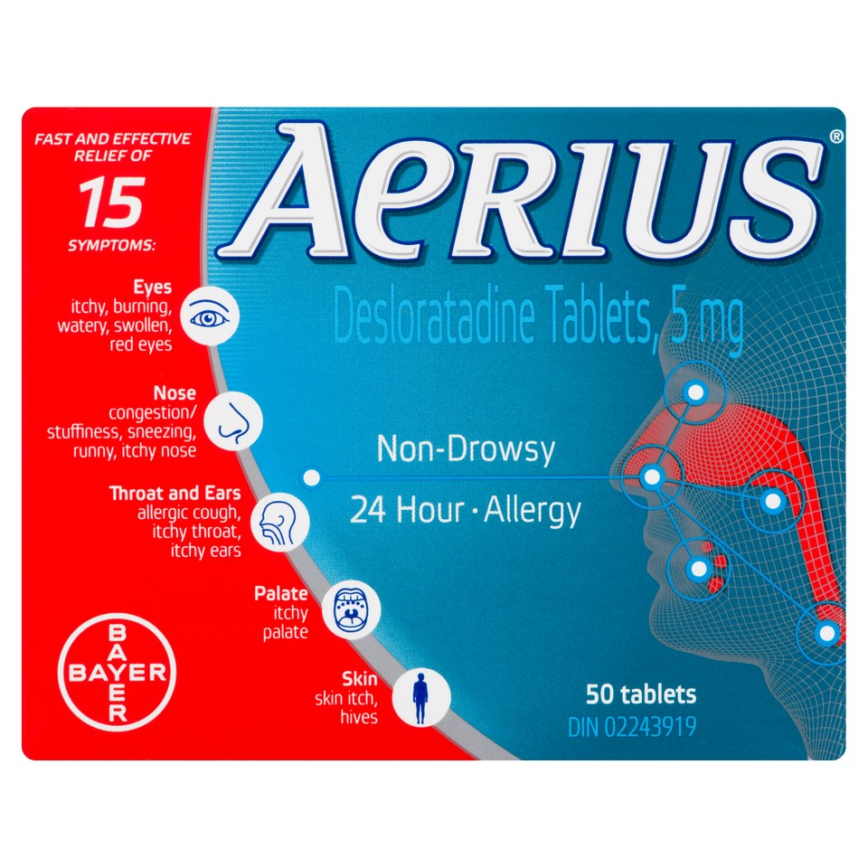 Aerius Antihistamine Tablets 5 mg 50 Tablets - Voilà Online Groceries ...