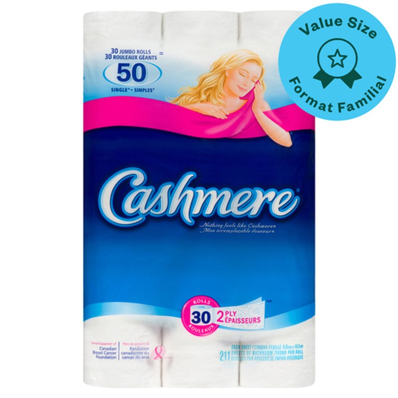Cashmere Toilet Paper 2-Ply 30 Jumbo Rolls x 211 Sheets - Voilà Online ...