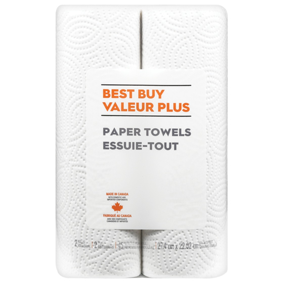 Best Buy Paper Towels Regular 2-Ply 2 Rolls x 45 Sheets - Voilà Online ...
