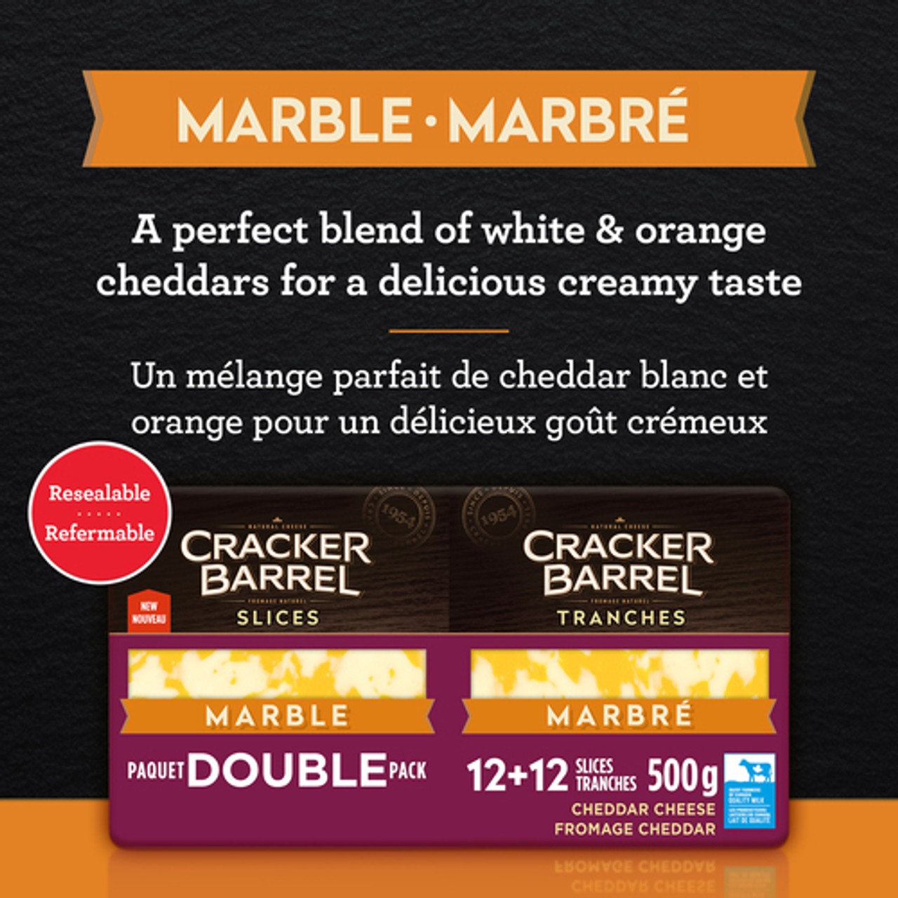 Cracker Barrel Cheese Slices Marble 500 g - Voilà Online Groceries & Offers
