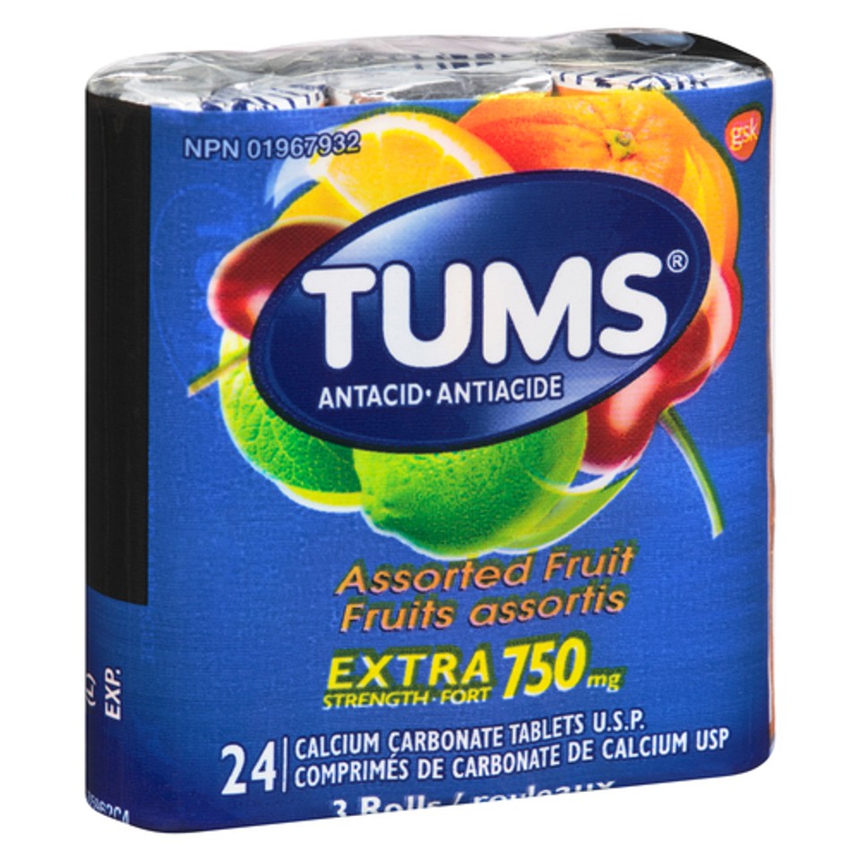 Tums Antacid Calcium Supplement Extra Strength Tablets Assorted Fruit 3 ...