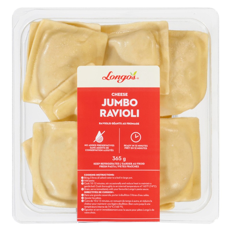 Longo's Fresh Ravioli Cheese Jumbo 365 g - Voilà Online Groceries & Offers