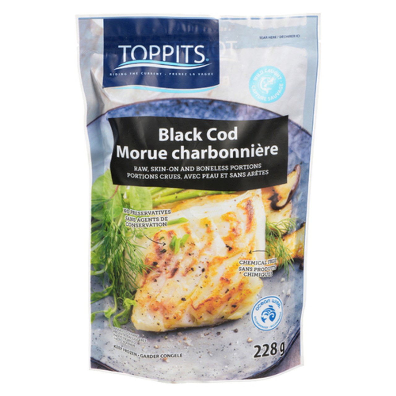 Toppits Frozen Black Cod Portions 2 Pack 228 g - Voilà Online Groceries ...