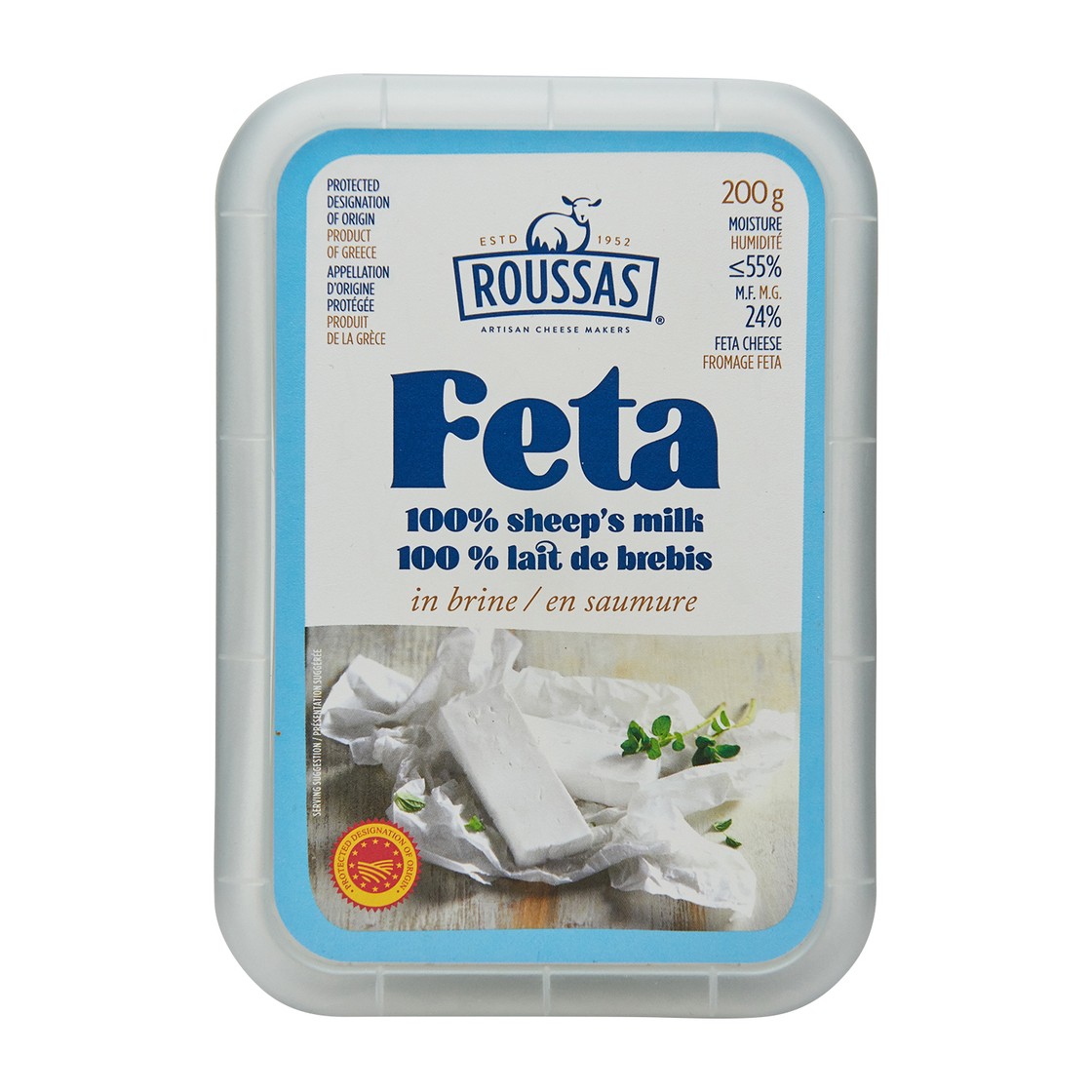 Roussas 100% Sheep's Milk Feta Cheese In Brine 200 g - Voilà Online ...