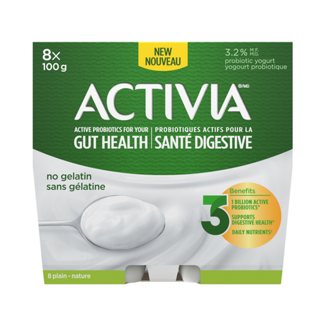 Danone Activia Probiotic Yogurt Plain 8 x 100 g - Voilà Online ...