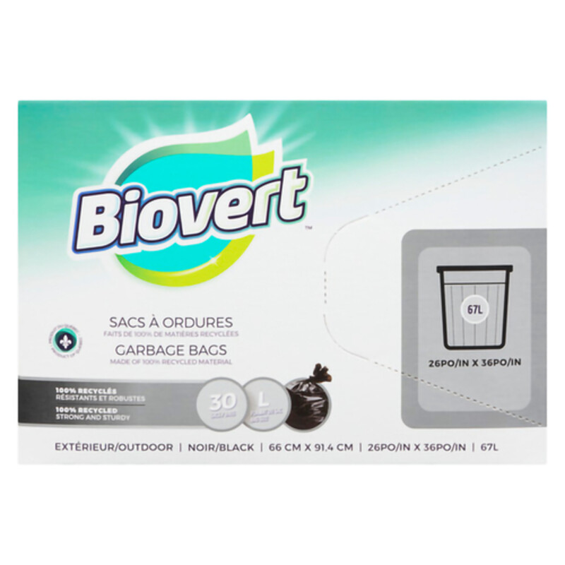 Biovert Garbage Bags Outdoor 67L 30 Count - Voilà Online Groceries & Offers