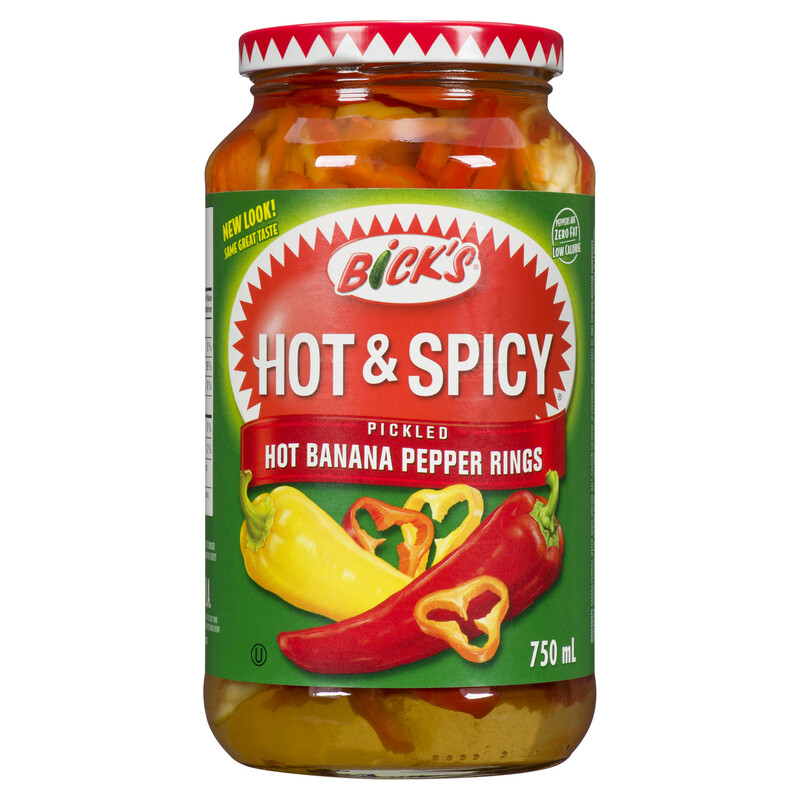 Bick's Zero Fat Pickled Hot Banana Pepper Rings Hot & Spicy 750 ml - Voilà Online Groceries & Offers