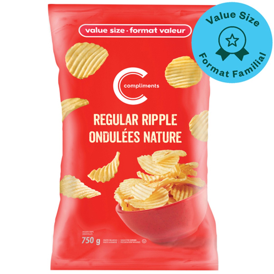 Compliments Potato Chips Ripple Regular 750 g - Voilà Online Groceries ...