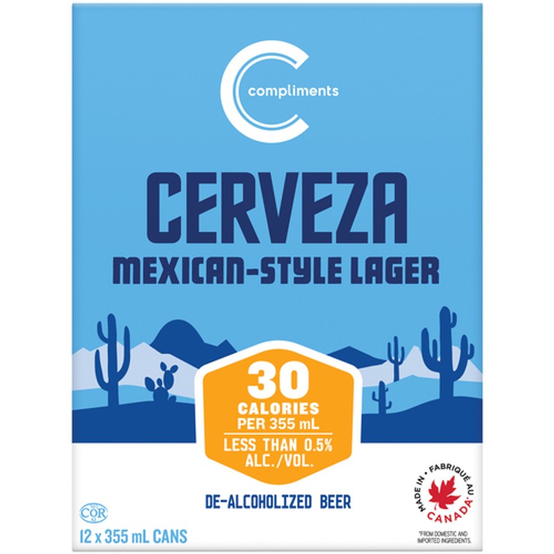 Compliments Non Alcoholic Beer Cerveza 12 x 355 ml (cans) - Voilà ...