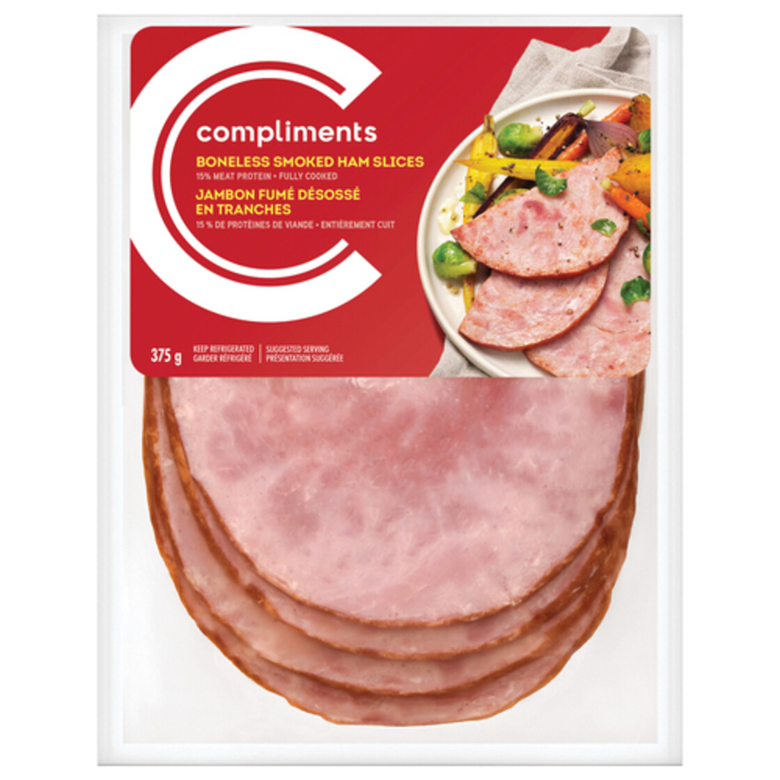 Compliments Smoked Ham Slices Boneless 375 g - Voilà Online Groceries ...