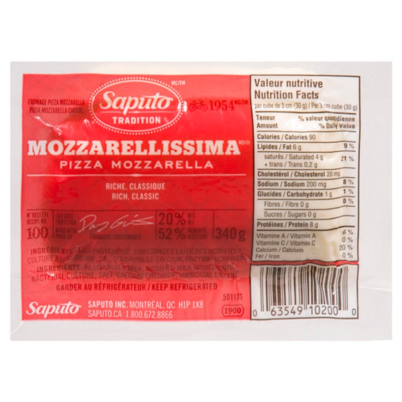 Saputo Mozzarellissima Cheese 340 g - Voilà Online Groceries & Offers