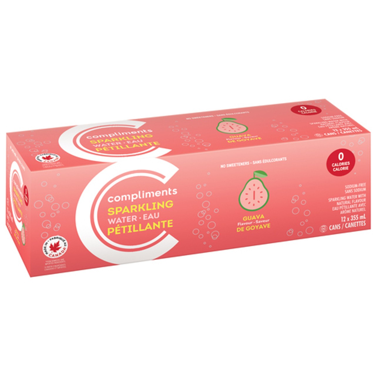 Compliments Sparkling Water Guava 12 x 355 ml (cans) - Voilà Online Groceries & Offers