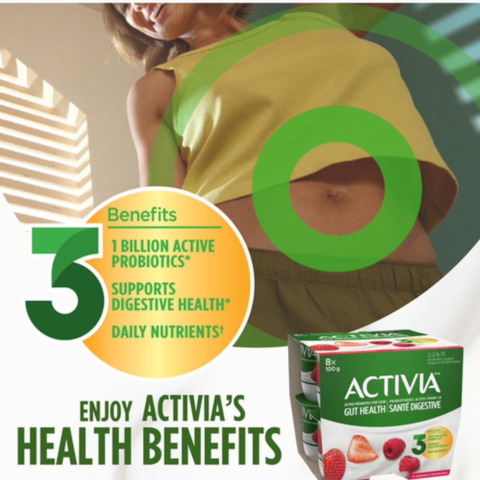 Activia 2.2% Yogurt With Probiotics Strawberry Raspberry 8 x 100 g ...