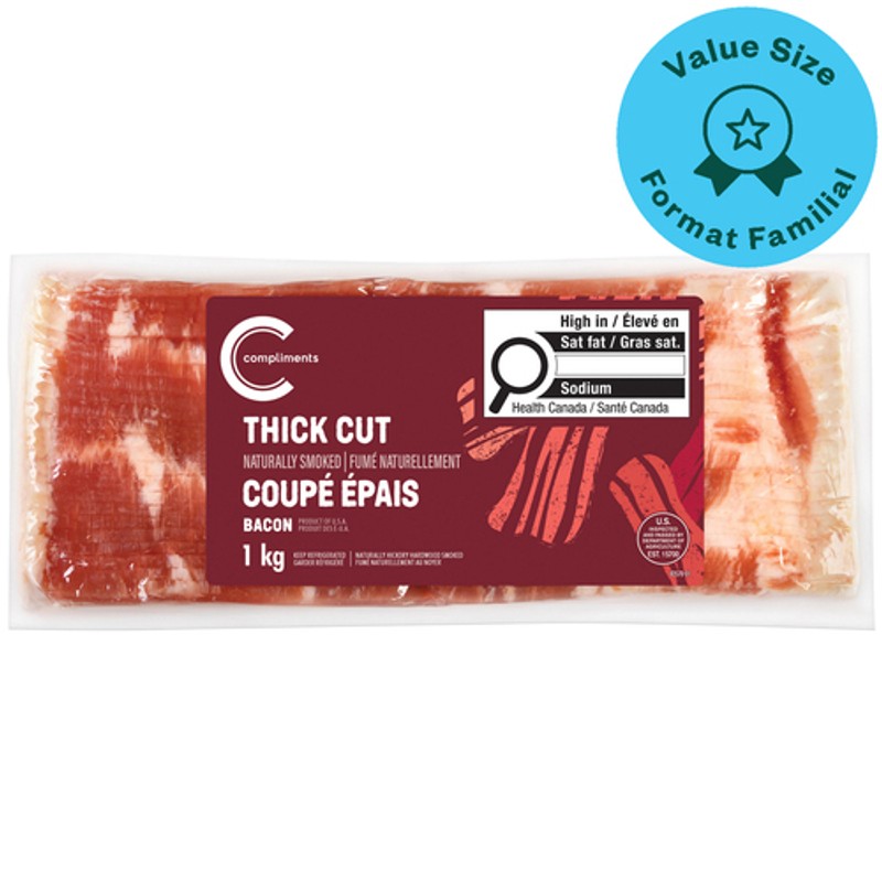 Compliments Naturally Smoked Bacon Thick Cut 1 kg - Voilà Online ...