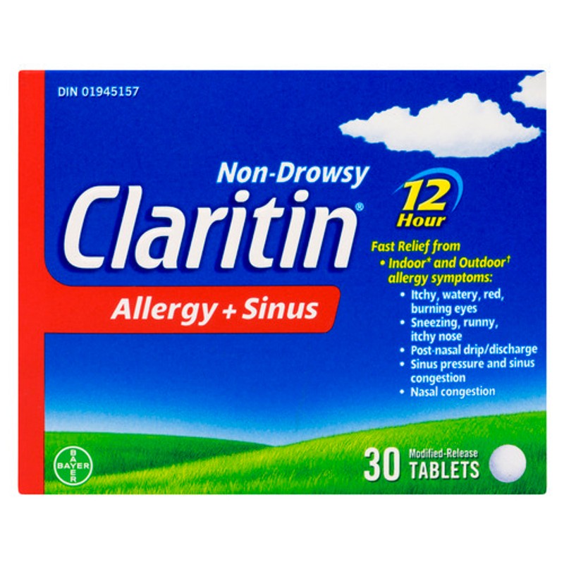 Claritin Allergy + Sinus 12 Hour Modified-Release Tablets 30 Count ...