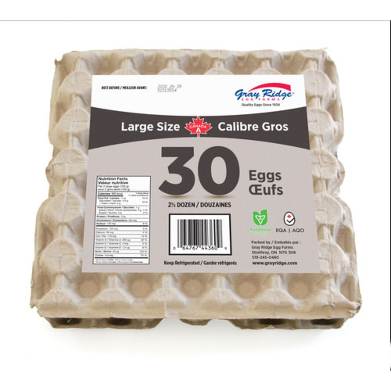 Gray Ridge Egg Farms Large Eggs 30 Count - Voilà Online Groceries & Offers