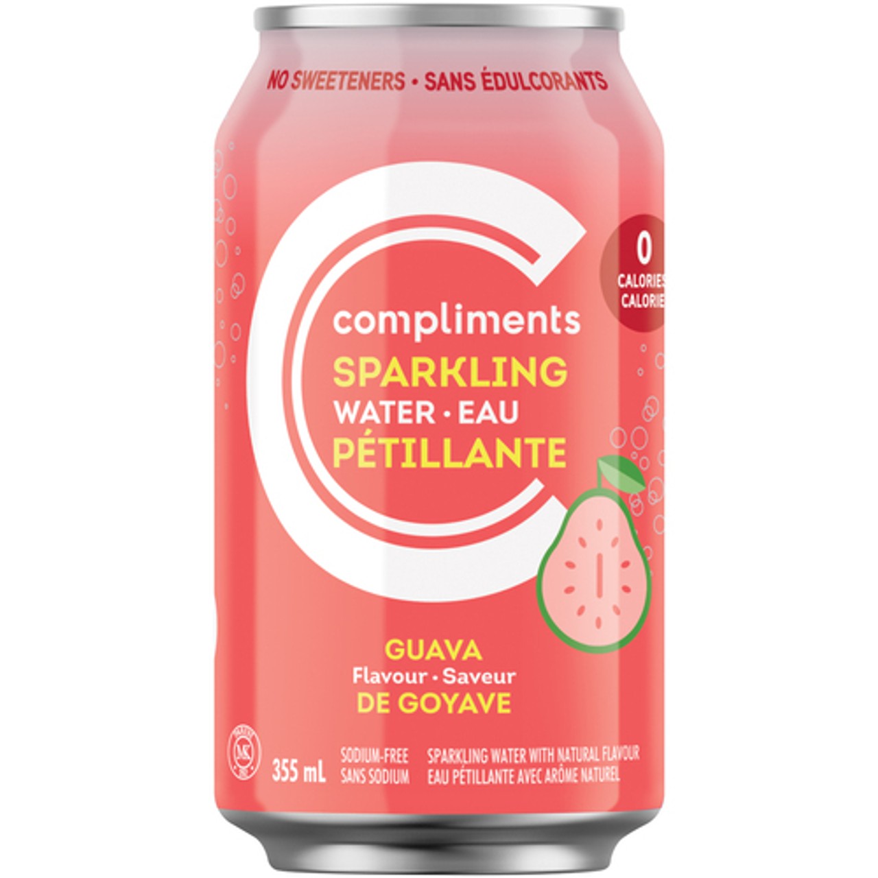 Compliments Sparkling Water Guava 12 x 355 ml (cans) - Voilà Online Groceries & Offers