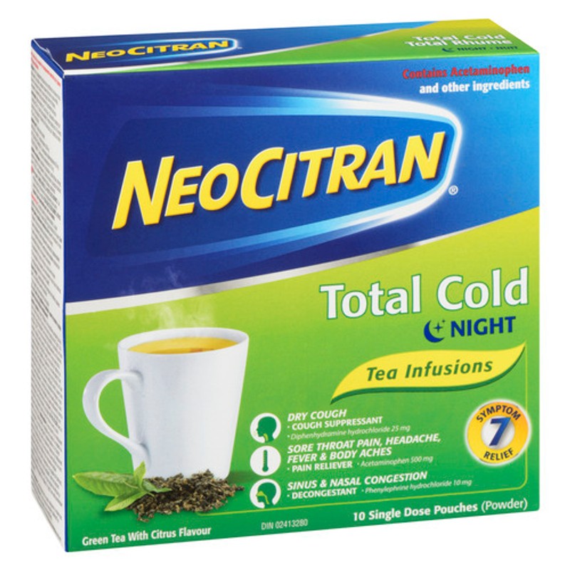 NeoCitran Total Cold Night Green Tea 10 Count - Voilà Online Groceries ...