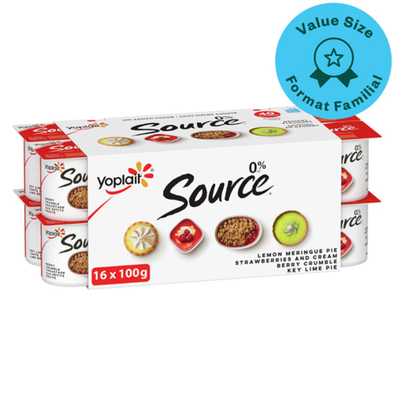 Yoplait Source 0% Smooth Traditional Yogurt Cups Variety Pack 16 x 100 ...