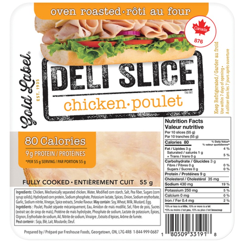 Gold Label Deli Sliced Meats Roasted Chicken 55 g - Voilà Online ...