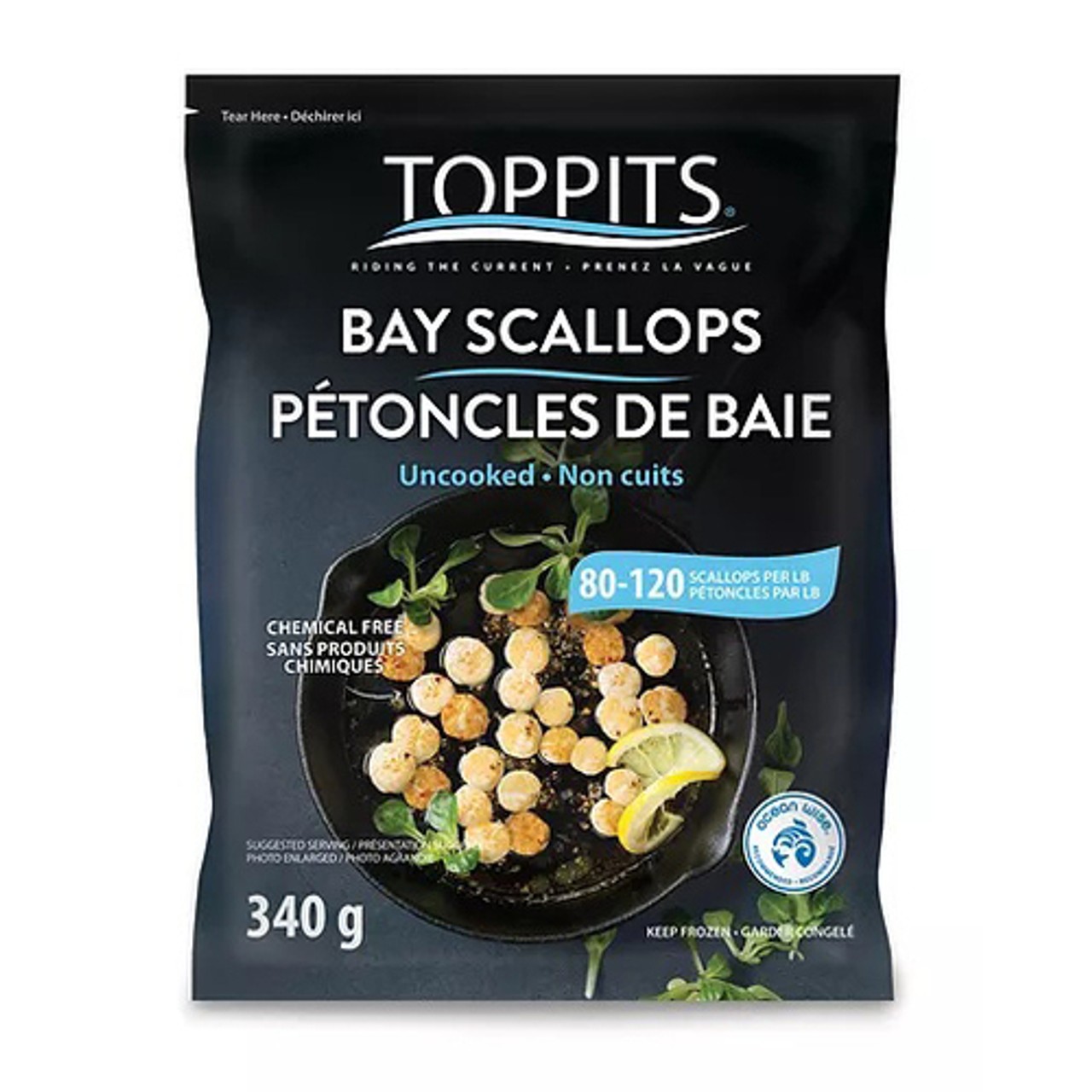 Toppits Frozen Bay Scallops Uncooked 340 g - Voilà Online Groceries ...