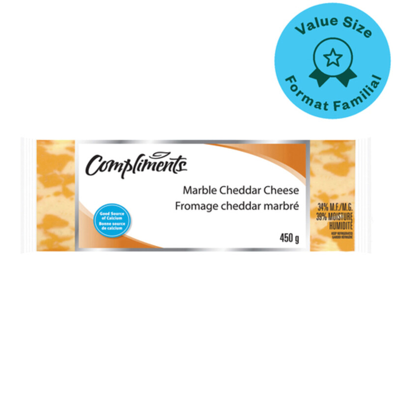 Compliments Marble Cheddar Cheese Mild Value Size 450 g - Voilà Online ...