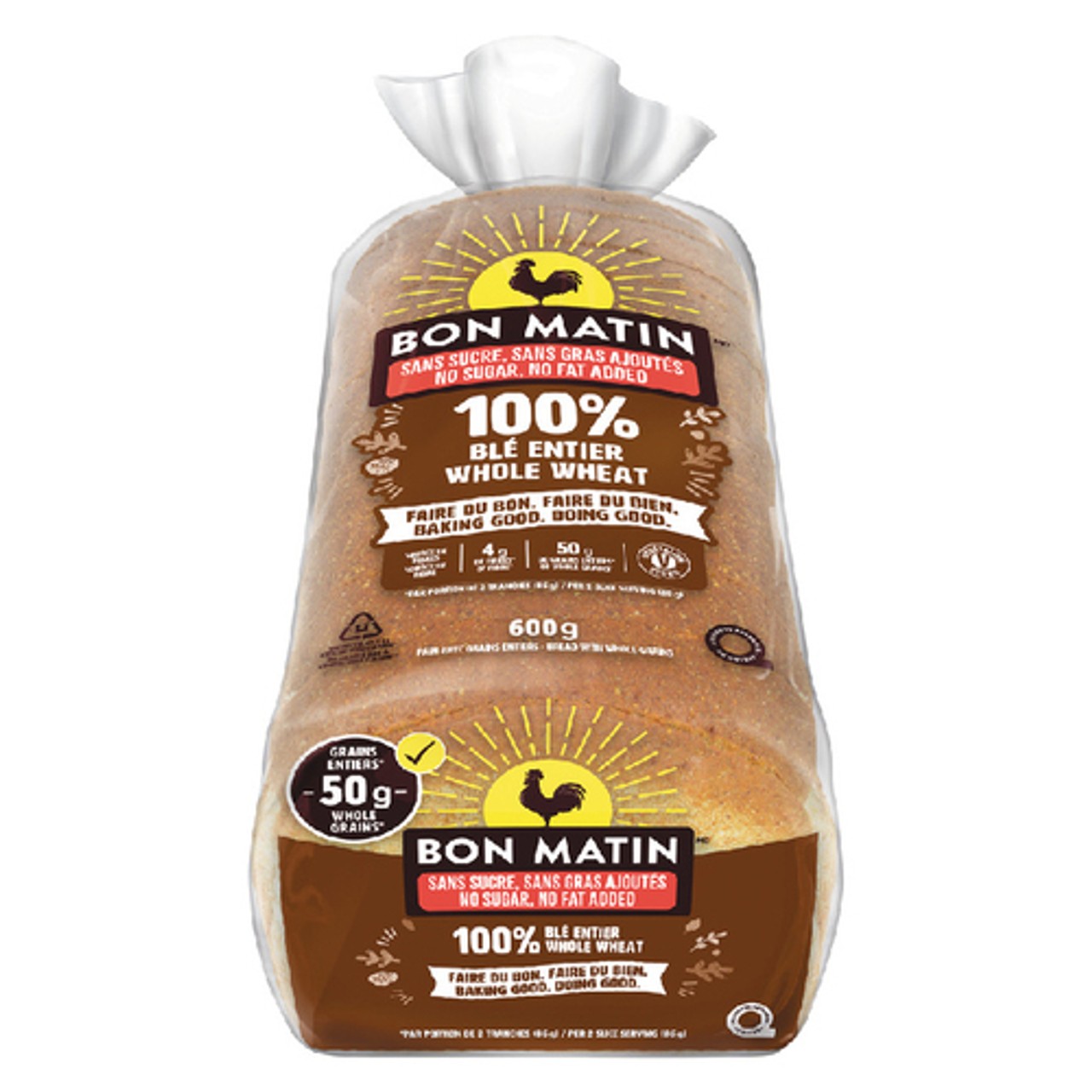 Bon Matin Whole Wheat Bread 600 g - Voilà Online Groceries & Offers