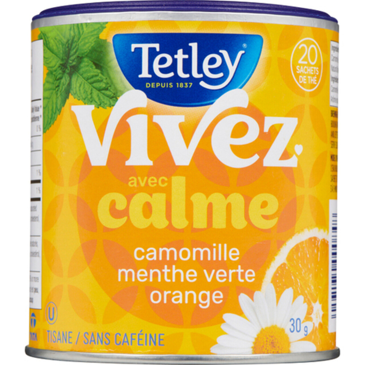 Tetley Herbal Tea Live Calm Chamomile Spearmint Orange 30 g - Voilà ...