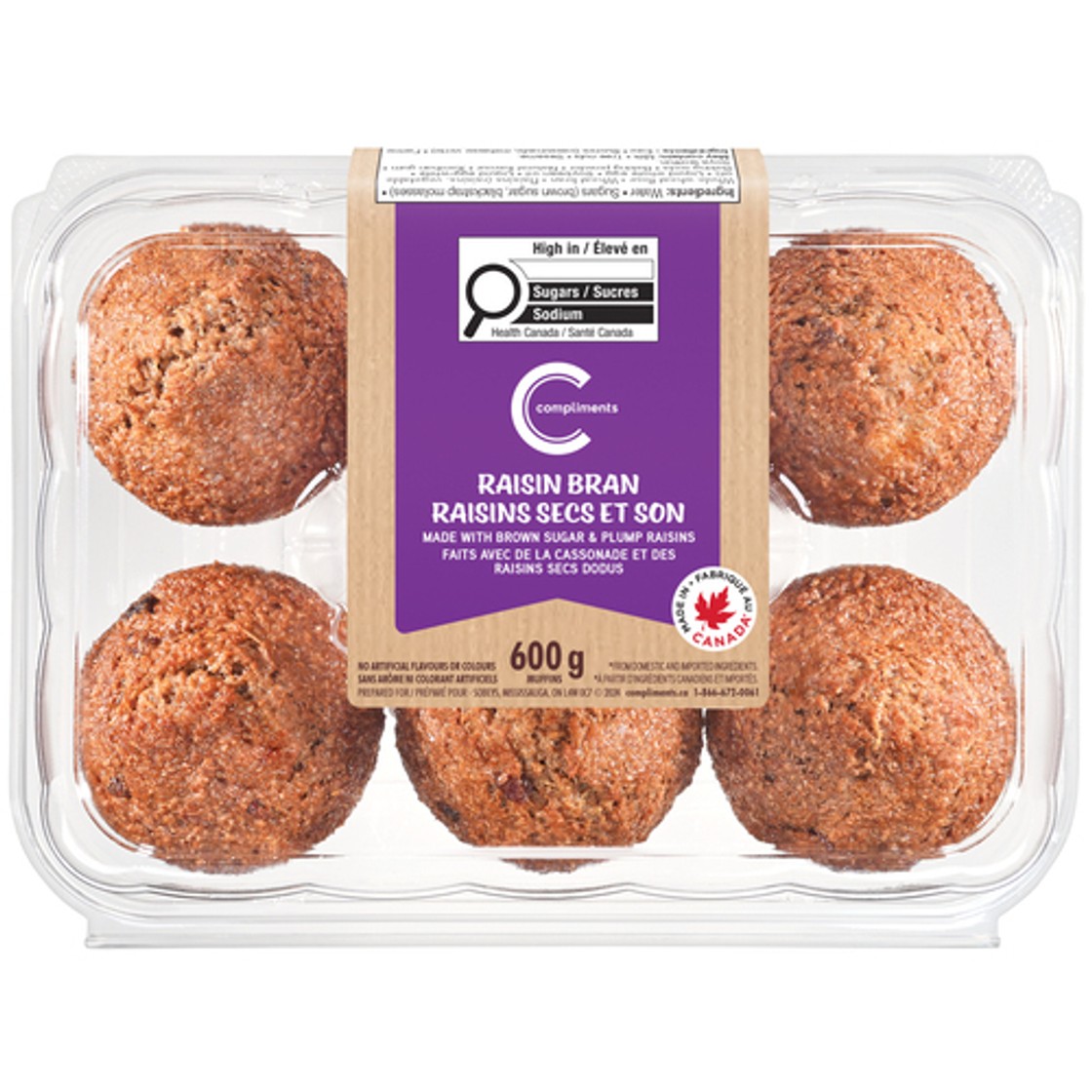 Compliments Muffins Raisin Bran 600 g - Voilà Online Groceries & Offers