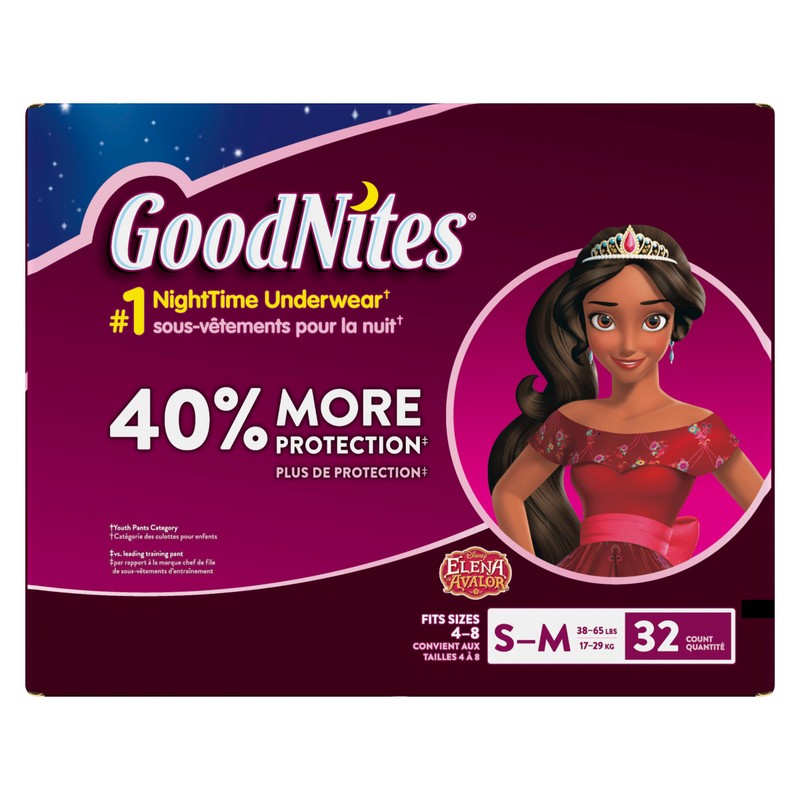 Goodnites Nighttime Underwear For Girls Size S/M 32 Count - Voilà ...