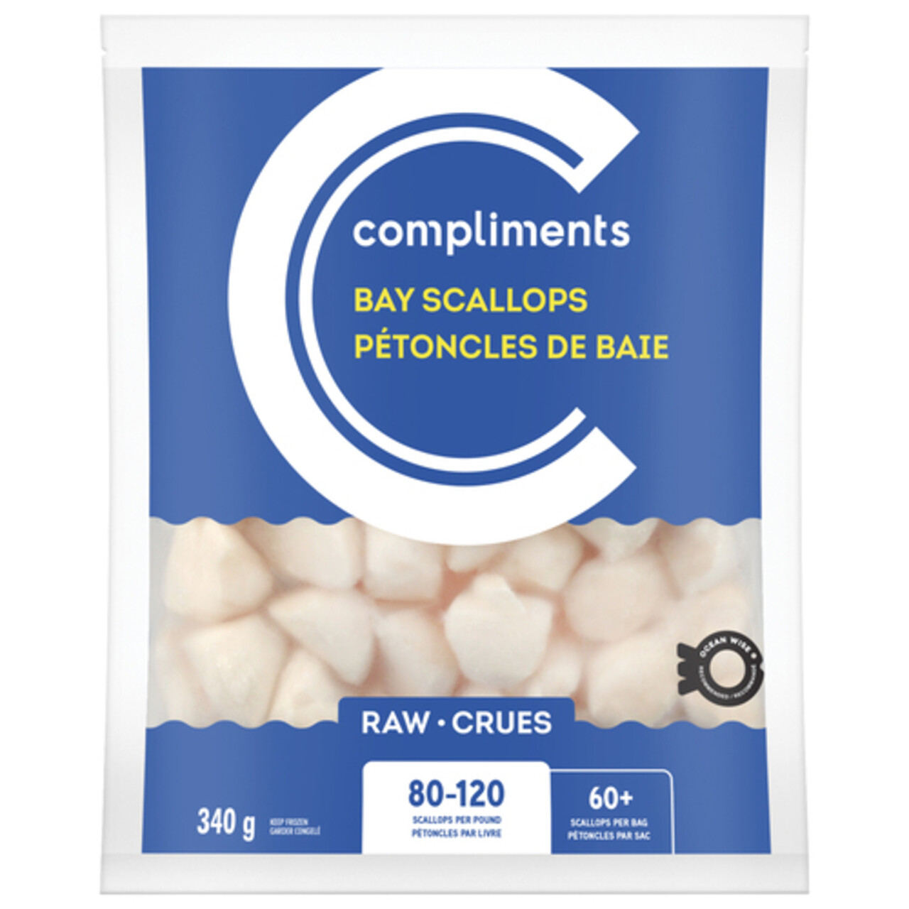 Compliments Frozen Bay Scallops Raw 340 g - Voilà Online Groceries & Offers