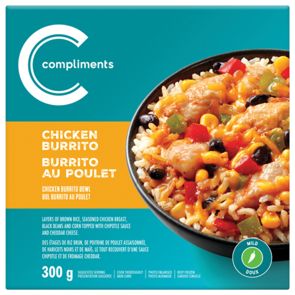 Compliments Frozen Dinner Bowl Chicken Burrito 300 g - Voilà Online ...