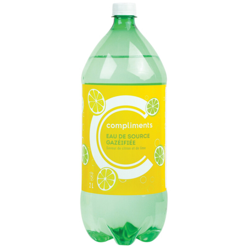 Compliments Carbonated Spring Water Lemon Lime 2 L (bottle) - Voilà ...
