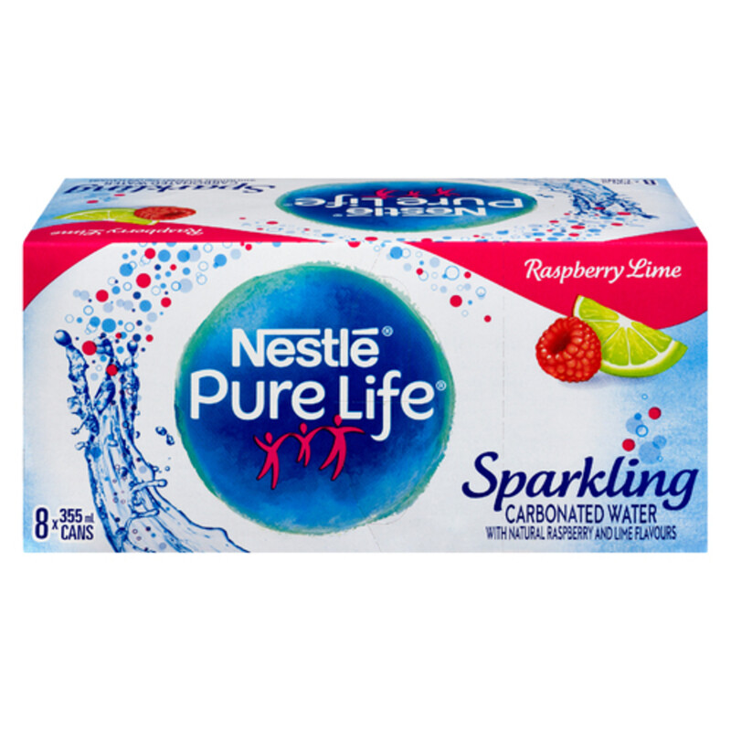 Nestlé Pure Life Sparking Water Raspberry Lime 8 x 355 ml (cans ...