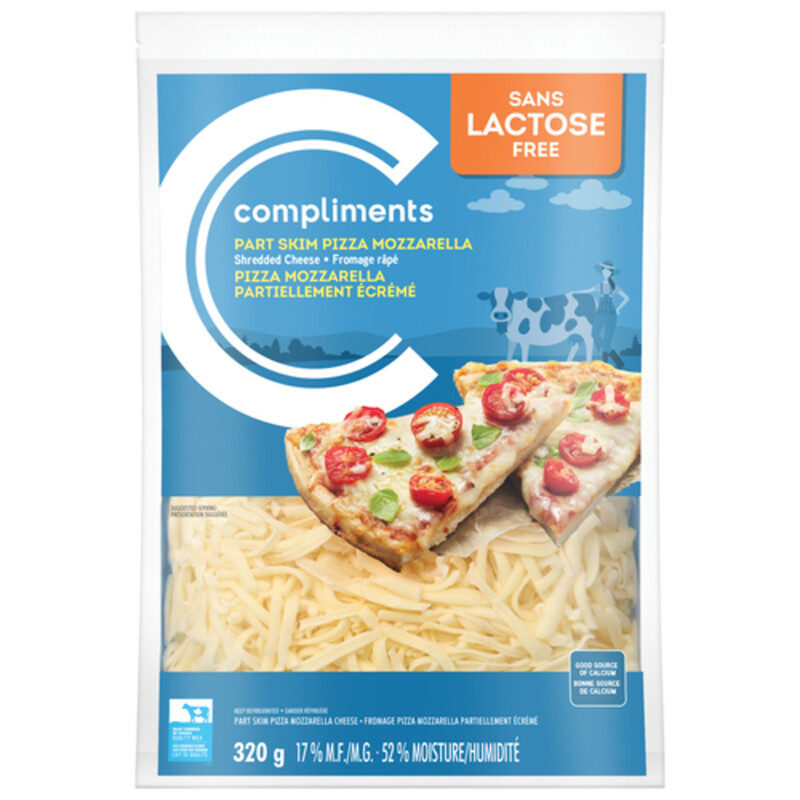 Compliments Lactose-Free 17% Shredded Cheese Pizza Mozzarella 320 g ...