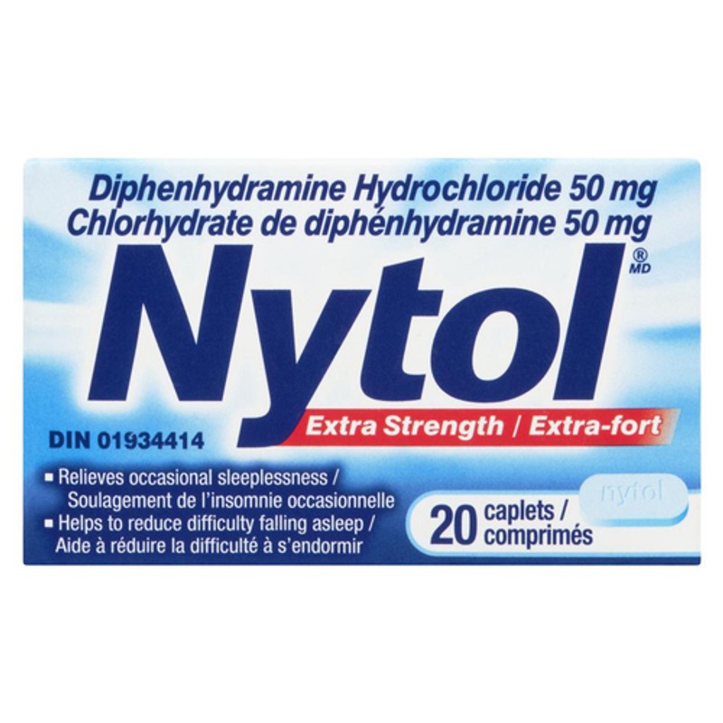 Nytol Diphenhydramine Hydrochloride 50 mg Extra Strength Caplets 20 ...