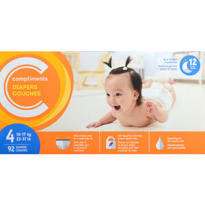 Compliments Little Ones Diapers Size 4 92 Count - Voilà Online ...