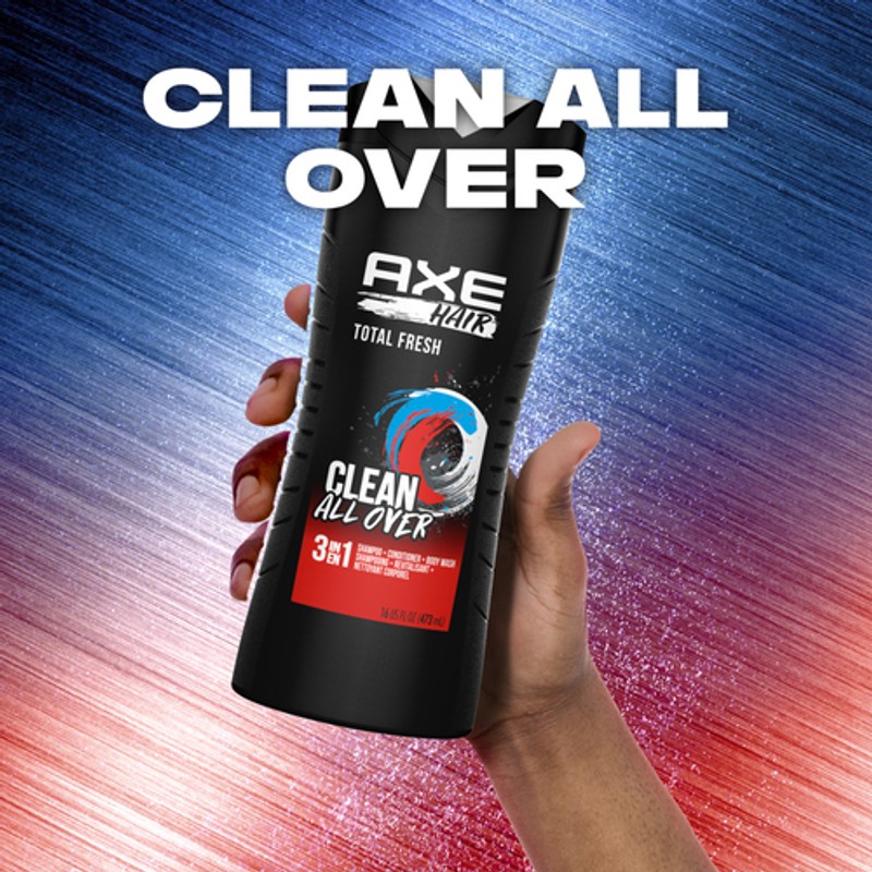 Axe 3-In-1 Shampoo Conditioner & Body Wash Total Fresh For Clean Hair ...