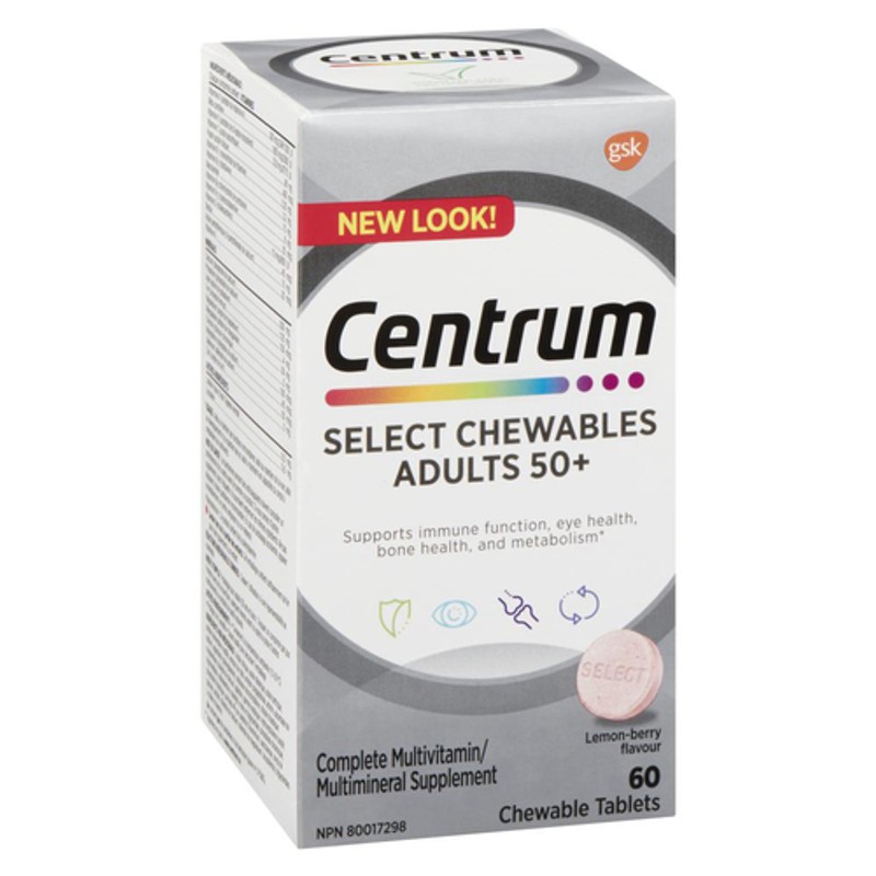 Centrum Complete Multivitamin Select Chewables Adults 50+ Lemon-Berry ...