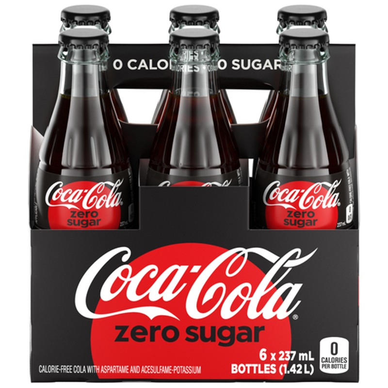 Coca-Cola Zero Sugar Glass Bottles 6 x 237 ml - Voilà Online Groceries ...
