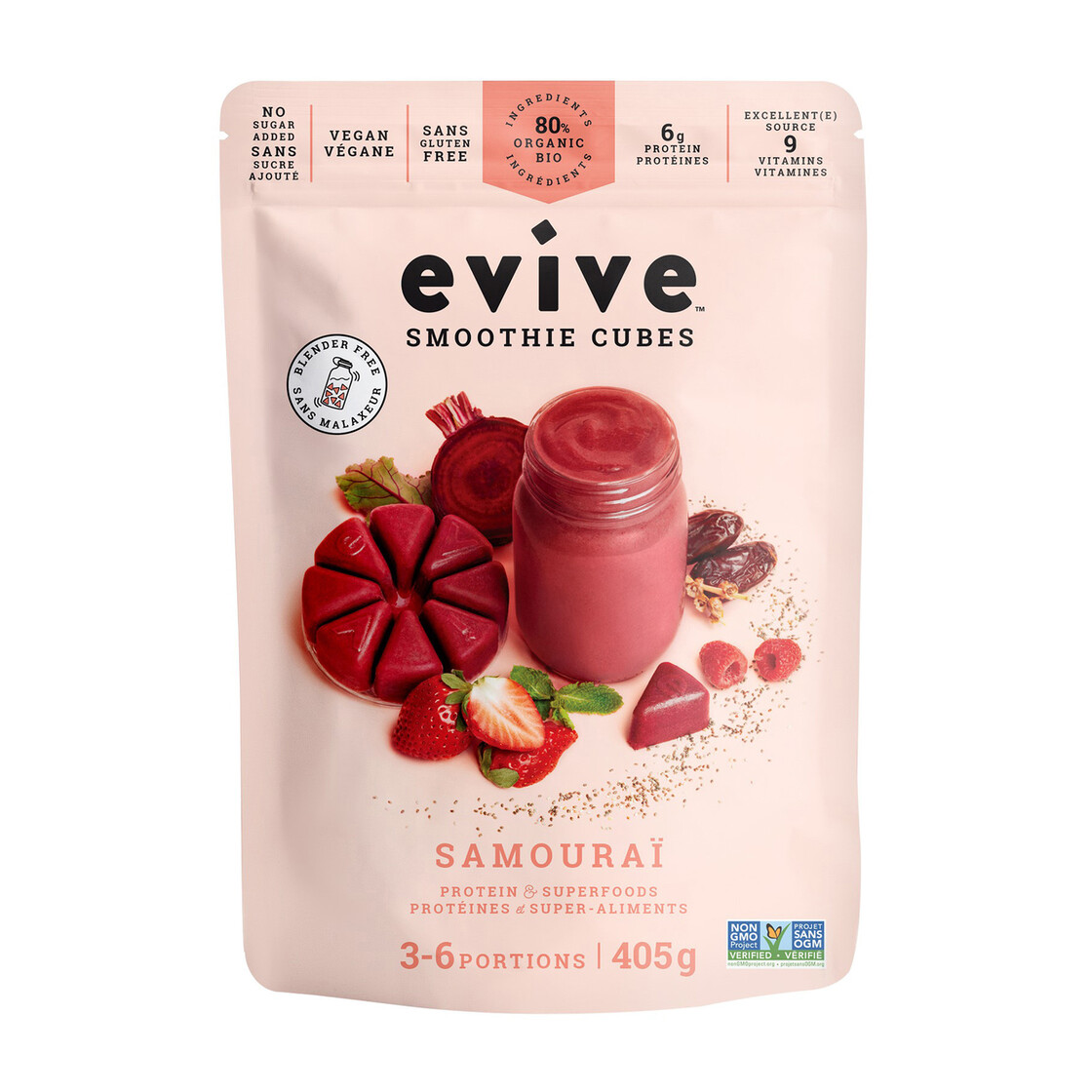 Evive Organic Frozen Smoothie Cubes Samourai 405 g - Voilà Online Groceries & Offers