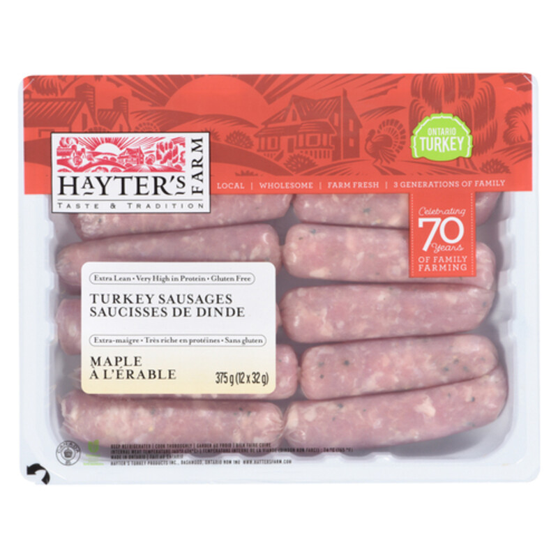 Hayter's Farm Turkey Sausage Maple 375 g - Voilà Online Groceries & Offers