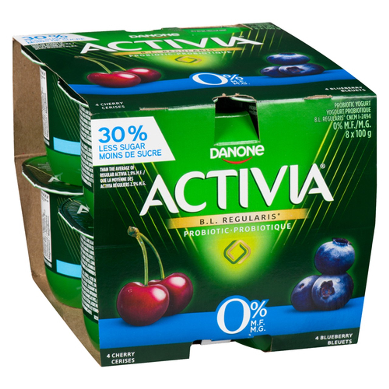 Activia 0% Probiotic Yogurt Blueberry Cherry 8 x 100 g - Voilà Online ...